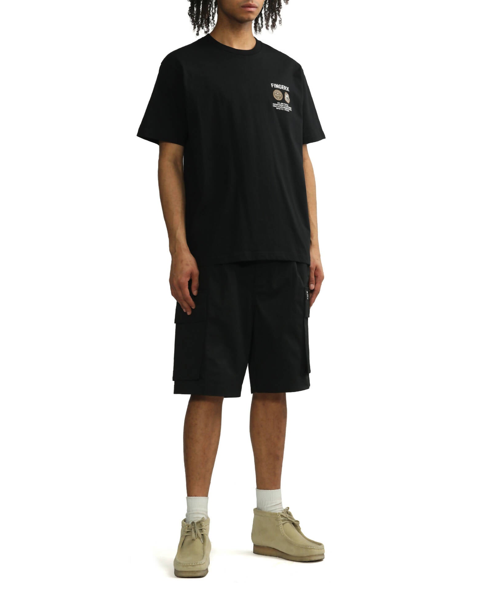 Logo Patch Black Cargo Shorts in Cotton – LINK