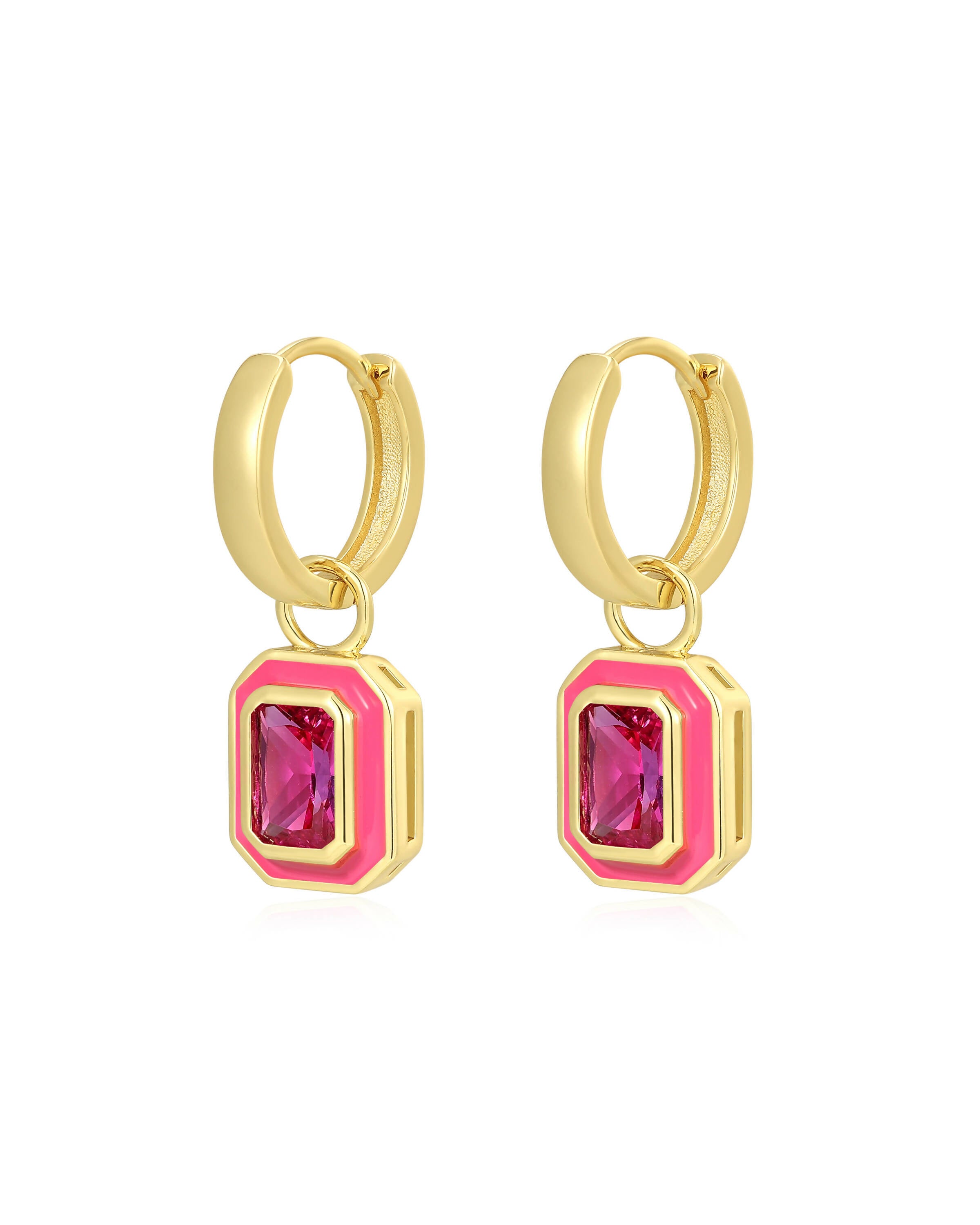 Bezel Huggies Hot Pink Gold – LINK